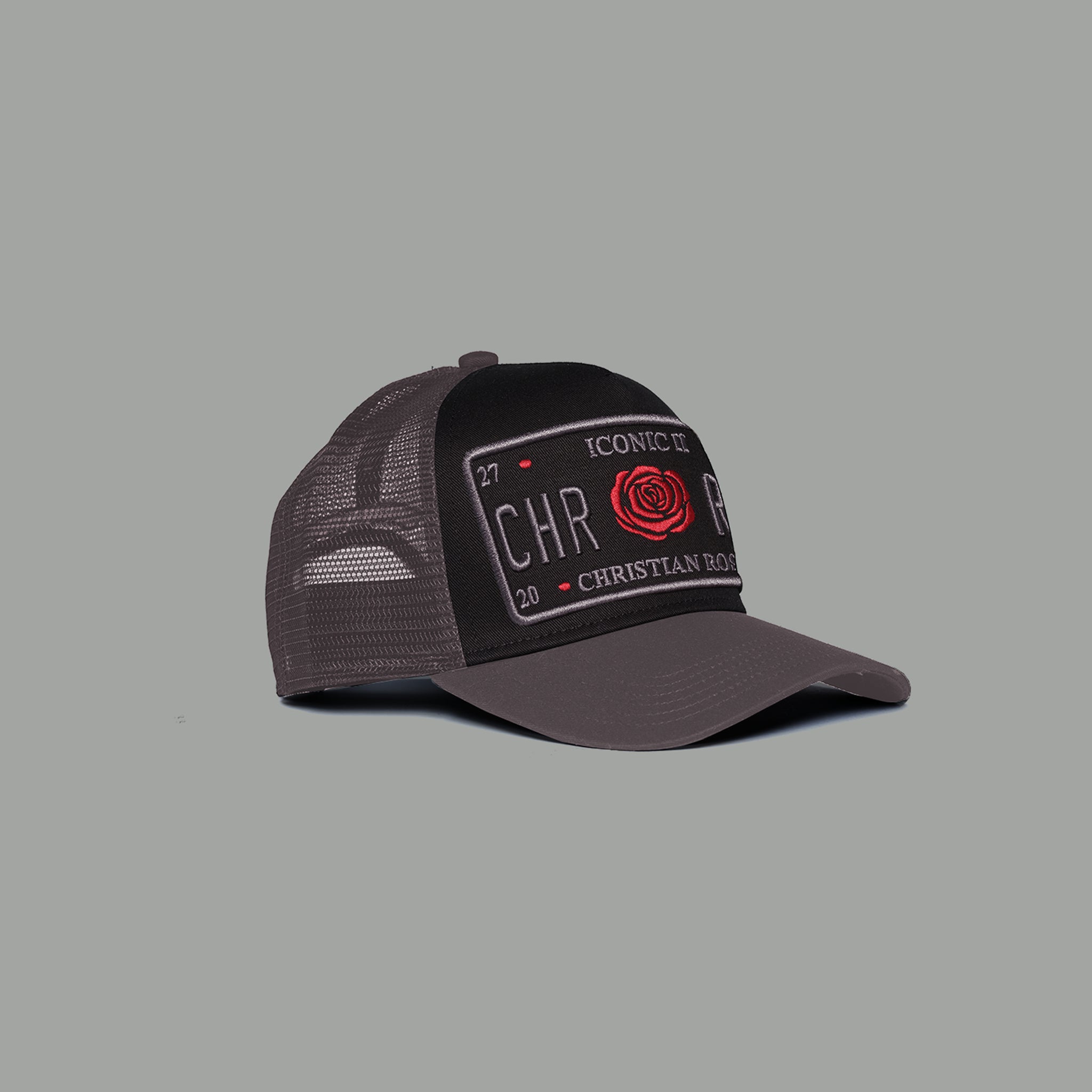 Grey / Black / Red Cap | Christian Rose | Iconic II Red Rose